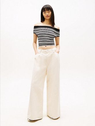 Tommy Hilfiger Jean d&eacute;contract&eacute; droit &agrave; pinces taille mi-haute