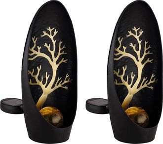 Globo Lighting Gartendeko Solarlampen f&uuml;r Au&szlig;en Outdoor Balkon Deko schwarz silber Baum Glaskugel, IP44 Akku Metall, 1x LED, LxBxH 14x7x30cm, 2er Set