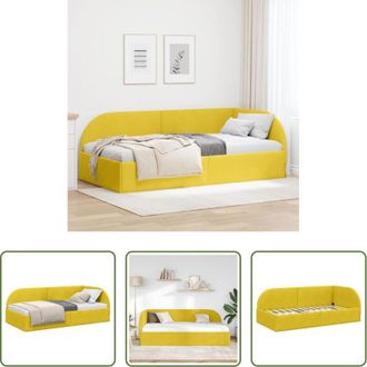 vidaXL Eckbett - Eckbettgestell mit Kopfteil Gelb 90 cm x 190 cm Samt