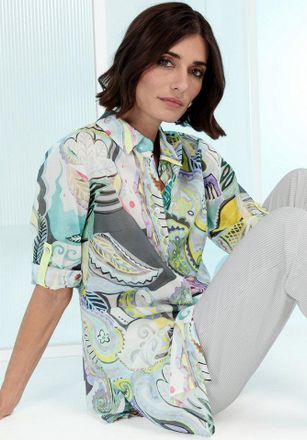 bianca Longbluse DAIRA mit modernem Paisley Muster in Trendfarben