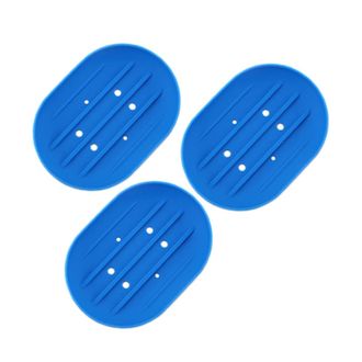 Cabilock 3 St&uuml;ck Silikon Seifenhalter 11,5x8x2cm Abtropfende Seifenschale Mit Wasserablauf Flexibel Und Rostfrei F&uuml;r Bad Und K&uuml;che