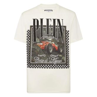 Philipp Plein Homme, Tops, Beige, Taille: XL T-shirt Round Neck SS Racing