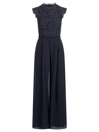 Apart Fashion Damen Spitze Jumpsuit, &auml;rmelloses Einteiler, weiterbeiniges Abendoutfit, hochgeschlossenes formelles Outfit, taillierter G&uuml;rtel, Chiffon Playsuit, bod