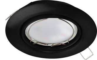 Eglo LED Einbaustrahler Peneto, Deckenspot schwenkbar aus Metall in Schwarz, Deckenstrahler flach mit GU10 Leuchtmittel, 4,6 Watt, 400 Lumen, 3000 K, warmw