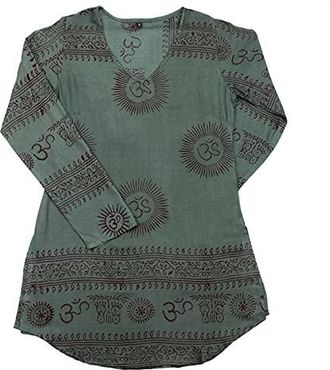 Freak Scene Chemise - Chemisier - Om Saira - Vert - XL - Chemise d&eacute;t&eacute;