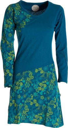 vishes Damen Langarm Kleid I Gr&ouml;&szlig;e 34 I Handgefertigt aus 100% Baumwolle I Stylisches Mini-Kleid f&uuml;r Freizeit & Alltag zu jeder Jahreszeit I Nachhaltige Alte