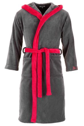 Di Ficchiano Herren MONZA Bademantel mit Kapuze Morgenmantel Herren Nachtwäsche Saunamantel Öko-Tex Standard 100 verifiziert - 3 XL, Grey Red