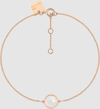 Ginette NY Bracelet Mini Pixie Ever Disc Pierre de Lune Blanche Or Rose