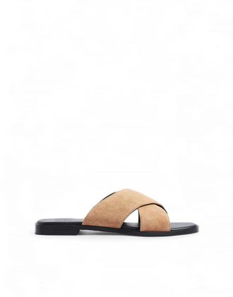 NA-KD Wildleder-Sandalen in Beige mit &uuml;berkreuzten Riemen-Neutral