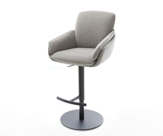 DELIFE Barstuhl Luan-Flex Strukturstoff Soft Grau Drehfu&szlig; h&ouml;henverstellbar Metall Schwarz, Barst&uuml;hle