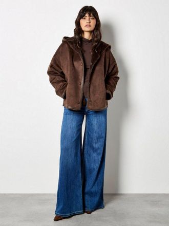 Apricot Fellimitatjacke Wendejacke mit Kapuze