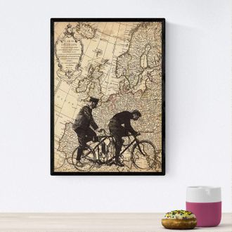 Nacnic Poster Tandem &uuml;ber Europa. Vintage Landkarten Poster. Verschiedene bunte Bilder ohne Rahmen. A4-Format