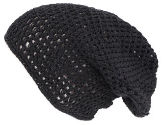 Guru Shop Beanie, Baumwoll-Häkelmütze - Schwarz, Herren/Damen, Baumwolle