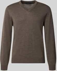 Maerz Regular Fit Strickpullover aus reiner Schurwolle mit V-Ausschnitt