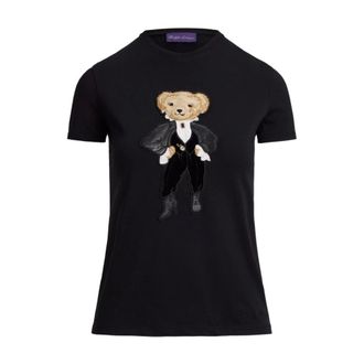 Ralph Lauren Femme, Tops, Noir, Taille: 38 FR T-shirt Ours Brodé