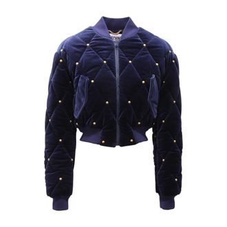 Moschino Velvet Bomber Jacket - - Jackets - Damen - Blau - M