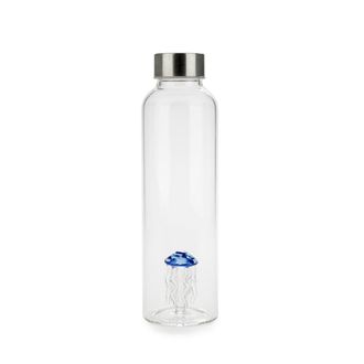 Balvi Flasche Atlantis Jellyfish Blau Farbe Handgemacht aus Borosilikatglas Glas 0,5 L