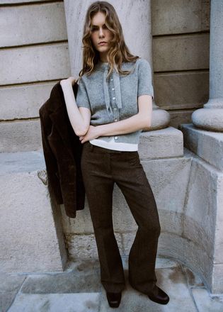 Mango Cardigan mit Schleife am Hals grau - Damen - S - MANGO