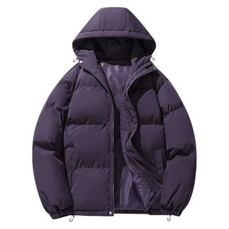 Generic Doudoune homme coupe-vent &agrave; capuche, imperm&eacute;able, fermeture &eacute;clair int&eacute;grale, veste dhiver d&eacute;contract&eacute;e pour lext&eacute;rieur, violette, taille 4XL