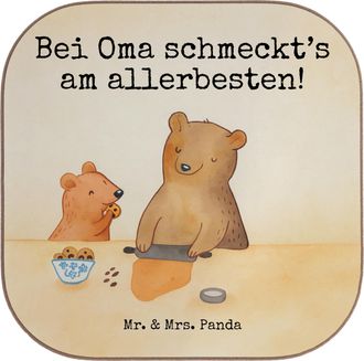 Mr. & Mrs. Panda Tassen Untersetzer Oma Backen Design - Geschenk, gl&auml;seruntersetzer, f&uuml;r Gl&auml;ser, Kochen, Tassenuntersetzer, Coaster, Tischuntersetzer, Tasse, B&auml;ren, Gr