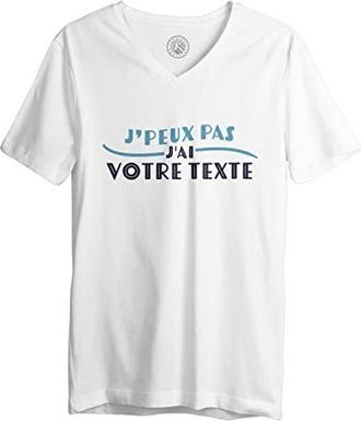 Fabulous T-Shirt Homme Col V Coton Bio Texte Personnalisable Jpeux Pas JAi + Texte Idée Cadeau Anniversaire Personnalisé Humour
