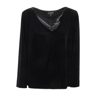 Armani Samt Hemd Made in Italy - - Blouses & Shirts - Damen - Schwarzk - L