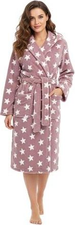 Brandsseller Peignoir Femme avec Capuche L/XL - Doux et L&eacute;ger en Microfibre avec Motif &Eacute;toiles - Certifi&eacute; Oeko-Tex - Id&eacute;al Maison, Spa ou Sauna - Rose/Blanc