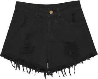 Generic Short dété en jean pour femme - Pantalon en jean Preppy Style Plus Size R avec ourlets effilochés - Short de sortie tendance pour une tenue décontract