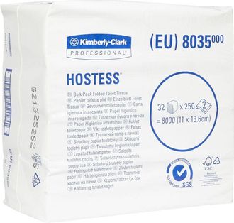 Scott Papier toilette plié maxi pack Hostess 32 - 8035, blanc, 2 plis, 32 x 250 (8 000 feuilles au total)