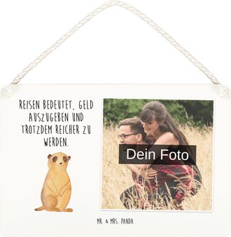 Mr. & Mrs. Panda Personalisiertes Foto Deko Schild Erdm&auml;nnchen DIN A6 - Geschenk, T&uuml;rschild Mit Bild, Wandtafel, F&uuml;r Garten, Kleines, Reisen, Haustierfoto, Wandschild,