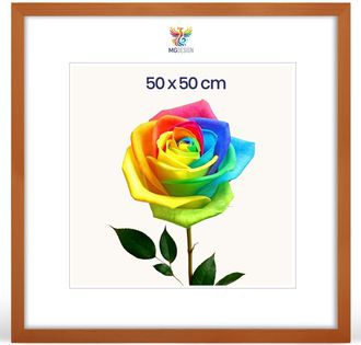 MG Design Bilderrahmen 50 x 50 cm - Posterrahmen mit Lackiertes Holzrahmen (Echtholz) und bruchsicherem Acrylglas, Hoch & Quer mit stabiler Wandaufh&auml;ngung