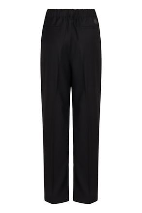 Moncler Womens Tailored Wool Gabardine Trousers Black Virgin Straight