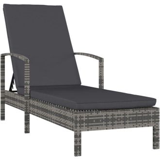 vidaXL Vidaxl - Chaise longue avec accoudoirs R&eacute;sine tress&eacute;e Gris