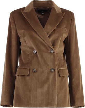Max Mara veste crois&eacute;e en velours c&ocirc;tel&eacute; - Marron