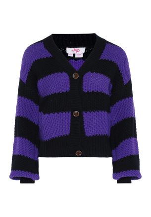 Mymo Strickjacke Damen schwarz-lila