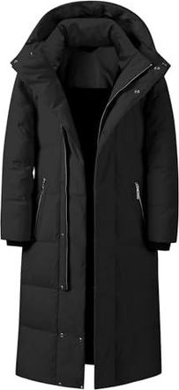 Generic Parka dhiver pour homme - Long manteau dhiver imperm&eacute;able &eacute;pais et chaud - Parka matelass&eacute;e isol&eacute;e &agrave; capuche, Noir, 4XL