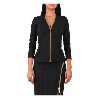 Elisabetta Franchi Veste bustier avec fermeture &eacute;clair dor&eacute;e - Femme - Vestes - Noir - Taille: 38 FR