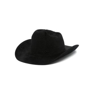 Ruslan Baginskiy Schwarzer Wollmonogramm-Tr&auml;nenkronenhut - - Accessories - Damen - Schwarzk - S