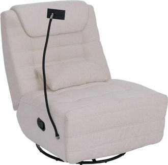 Hhg Relaxsessel HHG-311, TV-Sessel Fernsehsessel, drehbar Kippfunktion Handyhalterung, Stoff Chenille (260g/m&sup2;) creme-wei&szlig;