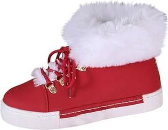 Generic Bottes dhiver pour femme avec doublure en fausse fourrure - Confortables - Couleur unie - &Eacute;l&eacute;gantes et chaudes - &Agrave; lacets - Pour temps froid - Chaussu