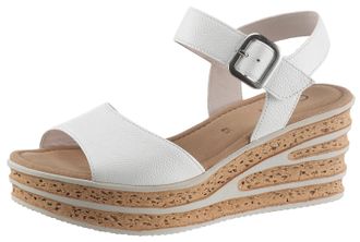 Gabor Sandalette GABOR, Damen, Gr. 35, wei&szlig;, Kalbsleder, unifarben, Schuhe Sandalette, Sommerschuh, Sandale, Keilabsatz, mit besonderer Absatzgestaltung, To