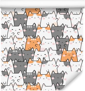 OEM Carta Da Parati Con Gattini Multicolore Per Soggiorno E Camera Da Letto 50x1000 Cm