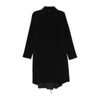 High Femme, Manteaux, Noir, Taille: 38 FR Manteau oversize en m&eacute;lange de laine avec ourlet &agrave; cordon de serrage