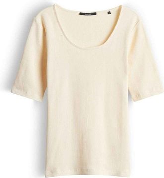someday Kurzarmshirt Kladena aus Rippjersey Tiefer Rundhals, figurbetonter Everyday-Klassiker
