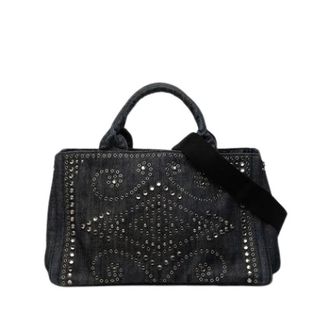 Prada Pre-owned Studded Denim Satchel - - Pre-owned - Damen - Schwarzk - ONE SIZE