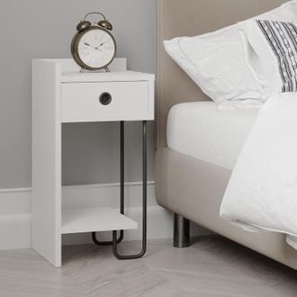 Decortie Decortie - Sirius Modern Nachttisch Linkes Modul Wei&szlig; 32cm Breite Schlafzimmerm&ouml;bel - White