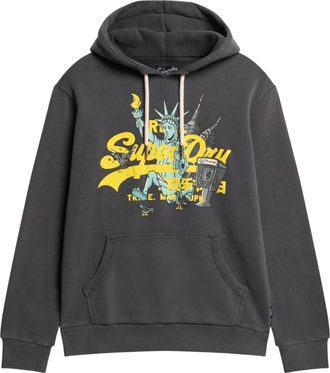 Superdry Herren Hoodie mit New York Grafik und Vintage-Logo Tafelschwarz XL