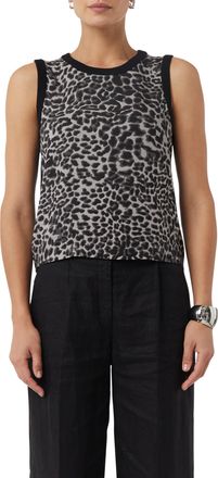 Comma Strick-Top im Materialmix mit Leo-Print schwarz 40
