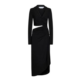 Off-white Femme, Robes, Noir, Taille: 40 FR Robe Midi Noire avec D&eacute;coupe Aw23