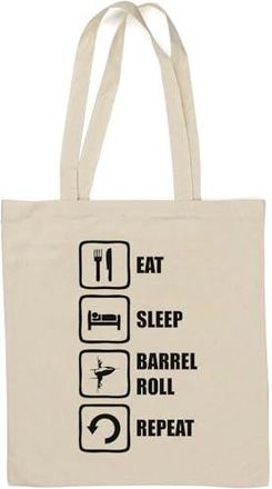 Generic Eat Sleep Barrel Roll Repeat Sac fourre-tout en coton naturel Blanc